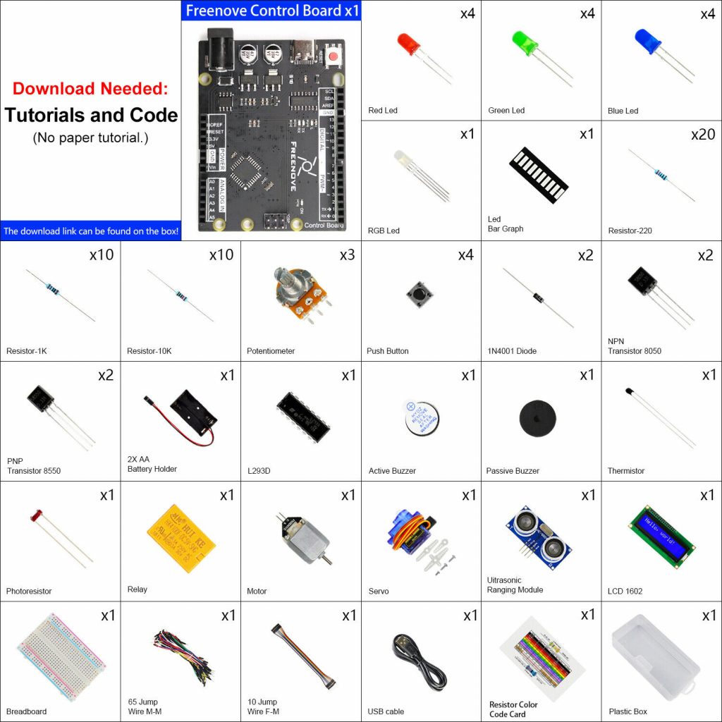 Arduino Starter kit med ultrasonic sensor servomotor osv Freenove ...